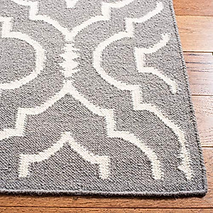 SAFAVIEH Dhurries Collection 8' x 10' Grey/Ivory DHU637B Handmade Flatweave Premium Wool Area Rug