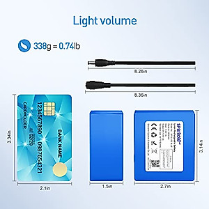 SPARKOLE 12V Battery Pack Rechargeable 5200mAh Lithium Ion Battery for LED Strip/CCTV Camera/Electronic Organ/Optical Network Unit/Router,Portable 12 Volt Battery DC5521 Interface (Blue)