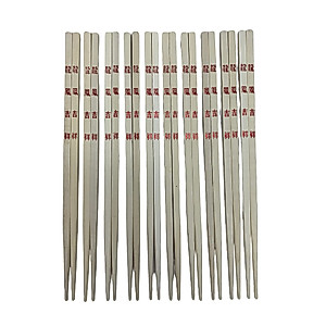 JapanBargain 3780, Pack of 10 Pair Reusable Bamboo Wood Chopsticks Paint Free Dishwasher Safe