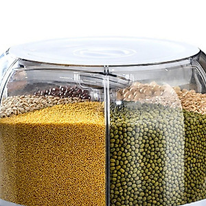 TOPINCN Grains Separate Storage Box, Home Damp Proof Rice Storage Tank Countertop Rice Holder Kitchen Dispenser Round Rotatable Bean Storage Box (Small)