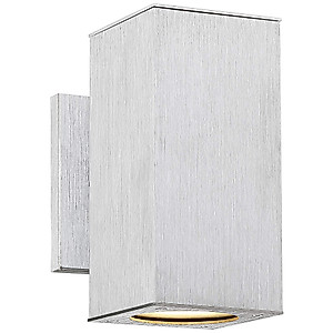 Clovis Modern Outdoor Wall Light Fixture LED Brushed Nickel Aluminum 8 1/4" Clear Glass Up Down for Exterior House Porch Patio Outside Deck Garage Yard Front Door Garden Home - Possini Euro Design