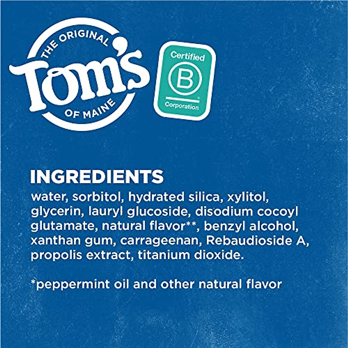 Tom's of Maine Natural Fluoride-Free SLS-Free Botanically Bright Toothpaste, Peppermint, 4.7 oz. (Packaging May Vary)