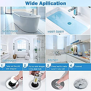 Universal Bathroom Sink Stopper, Pop-up Sink Strainer for 1.08~1.96'' Drain Hole with Basket Turbine, Prevents Clogging and Drains Fast Stainless Steel Bathroom Sink Strainer Drain Stopper