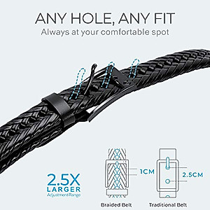 CHAOREN Leather Braided Belts Men - 1 1/8" Mens Casual Woven Leather Belt - Belt Men