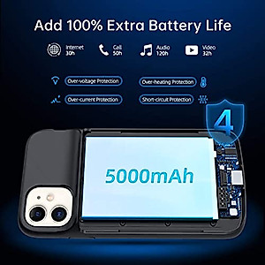 NEWDERY Battery Case for iPhone 11 Qi Wireless Charging Compatible, 5000mAh Extended Rechargeable Portable Charger Case for iPhone 11 (6.1 inches)