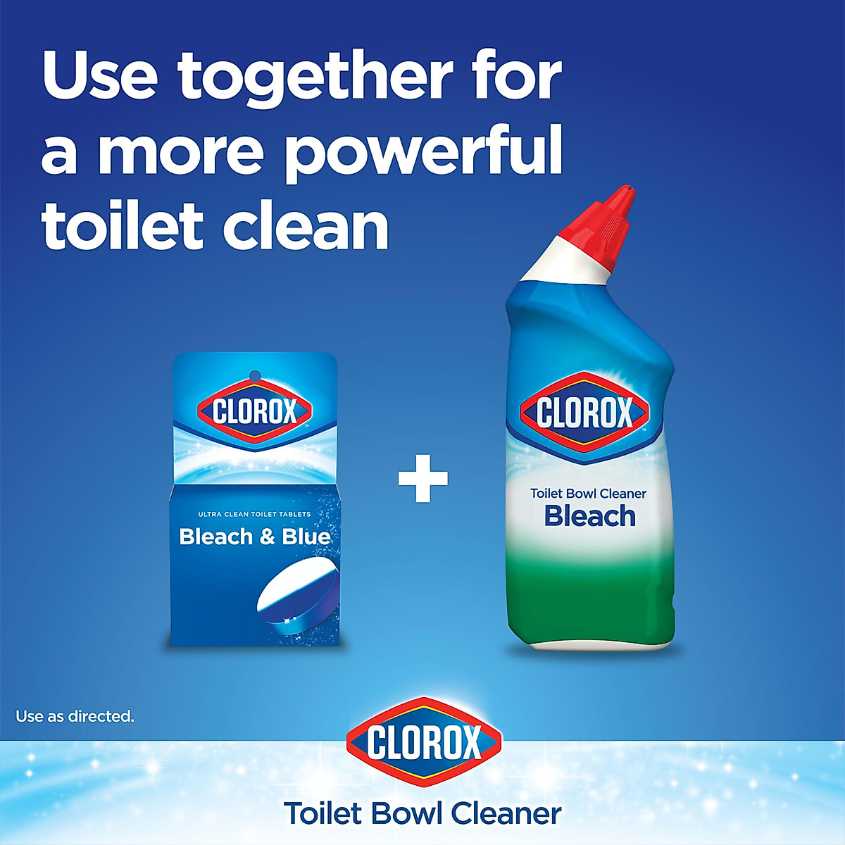 Clorox Ultra Clean Toilet Tablets Bleach & Blue, Rain Clean Scent 2.47 Ounces Each, 4 Count (Package May Vary)