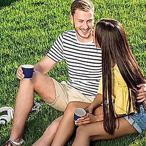 Yaomiao 200 Pcs 4 oz Disposable Espresso Cups Ripple Corrugated Paper Disposable Coffee Cups Insulated Hot Cups Ripple Cups for Party Cold Drinks Hot Beverage Tea (Blue)