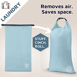 Large Packing Cubes for Travel-Extra Large Compression Luggage Organizers 7 Piece Set-Ultralight, Expandable/Compression Bags for Clothes by TRIPPED Travel Gear (DustyTeal/White)