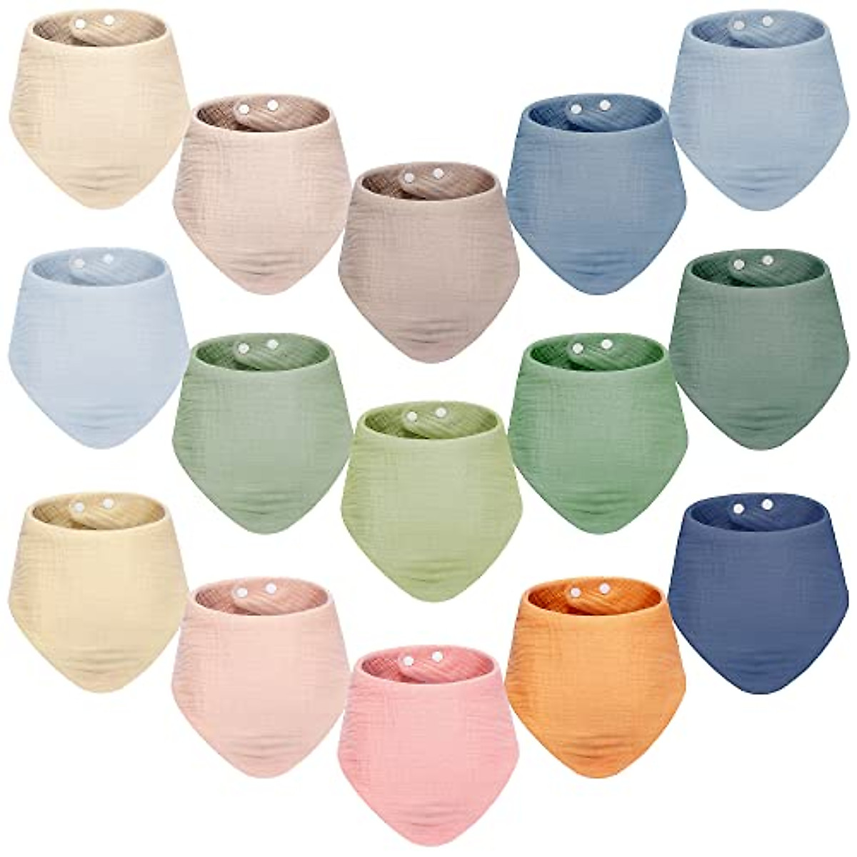 KISREL Bibs 15 Pack, Baby Bibs for Girls and Boys, Muslin Bibs 100% Cotton for Baby Boy and Baby Girl, 15 Solid Colors Drool Bibs for Teething and Drooling