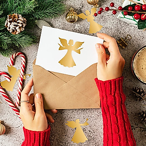 Whaline 400Pcs Christmas Stickers Gold Angel Envelopes Seal Stickers Self-Adhesive Xmas Party Favor Sealing Labels for Holiday Business Wedding Invitations Greeting Cards Supplies, 4 Design