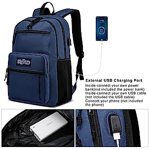 Backpack for Men and Women, Backpack for School Teen Boys and Girls, Lightweight Casual Black Backpack with USB Charging Port for Men and Women Traveling, Daily-use Bookbag Fits 15.6 Inch Laptop