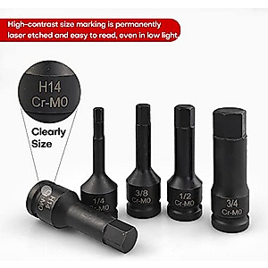 SEKETMAN 20Pcs 1/2" Drive Master Impact Hex Bit Set，Allen Bit Socket Set，1/4" - 3/4", 6mm - 19mm，SAE/Metric， Cr-Mo