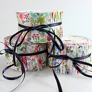 Jelly Roll Fabric Strips for Quilting 2.5 Inch Precut Floral Quilt Fabric Strips Roll Up Cotton Fabric Quilting Patchwork Roll 42Pcs …