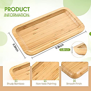 Bamboo Vanity Tray, Bathroom Counter Tray, POVTOKA Rectangular Wood Toilet Countertop Organizer Holder for Soap Dispenser Candle Jewellery Perfume, 9.8 x 5.5 x 0.8inch
