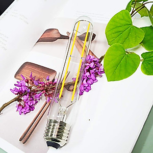 Gogailen ROUENOK Dimmable 6W Tubular LED Bulbs, T10 T30 LED Vintage Bulb 60 Watt Equivalent, Warm White 2700K, E26 Medium Base 600LM, 7.3 Inches Long Edison Style Filament Light Bulb, Pack of 4