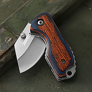 Dispatch Mini Folding Small Pocket Knife, Stainless Steel Sanding Blade and Steelhead EDC Tactical Tools with Colorful Wooden Handle, Everyday Carry, Unique Small Gift for Father-Mother Men Women