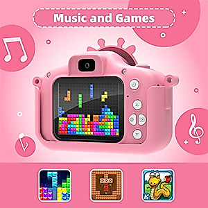 TIATUA Kids Camera for Girls & Boys, Toddler Camera for Age 3-10 Kids with 32GB Card & Dual Lens, 1080P Kids Digital Camera for 4 5 6 7 8 9 10 Year olds (Pink)