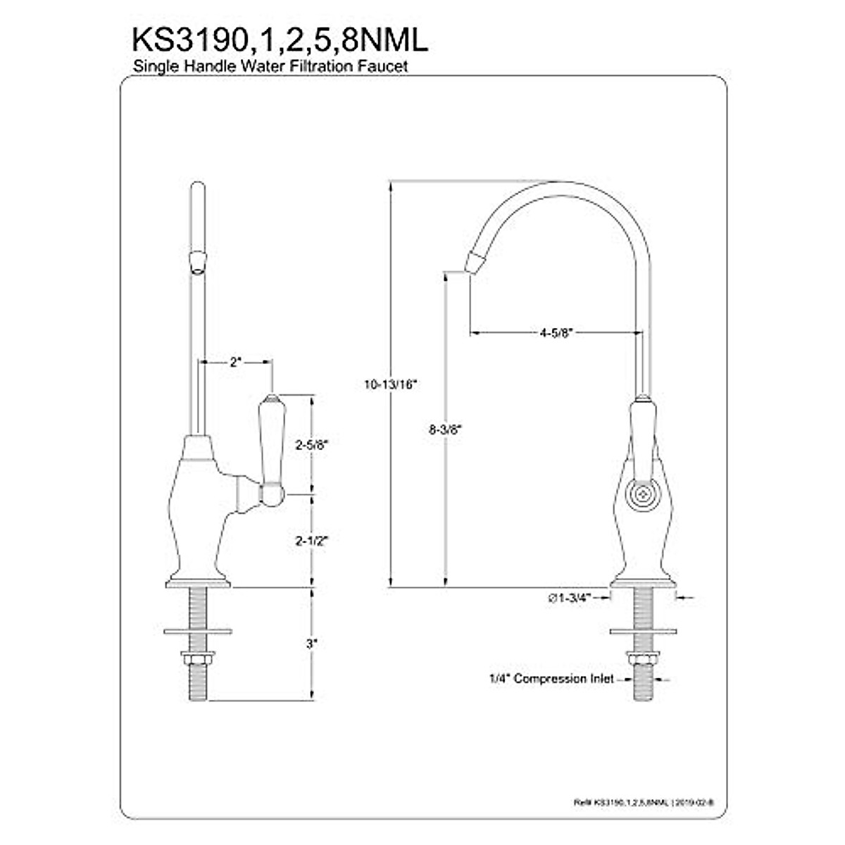 Kingston Brass KS3191NML Magellan Water Filtration Faucet, Polished Chrome, 10.81 x 4.63 x 1.75