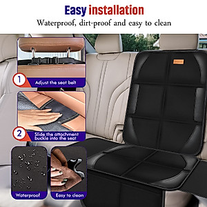 Car Seat Protector, 2 Pack of Seat Protectors, Thickest Padded 600D Fabric Padding, Waterproof, Durable, Anti Slip Backing, Child Seat Protection, Suitable for Babies, Toddlers, Children（2 Protector）