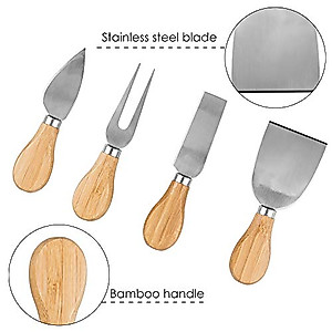 Set of 8, Wood Handle Cheese Knives and Spreaders, DaKuan Cheese Slicer Cheese Cutter Condiment Knives Set