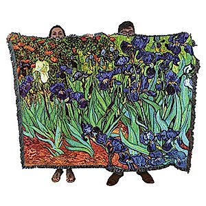 Pure Country Weavers Irises Blanket by Vincent Van Gogh - Fine Art Gift Tapestry Throw Woven from Cotton - Made in The USA (72x54)