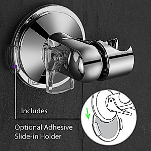 HotelSpa Universal Angle-Adjustable Hand Shower Wall Bracket for Easy Reach/Perfect Angle Fits ANY SHOWER! Patented Push-Lock provides Superior Suction Power. Self-Adhesive Slide-in Holder included