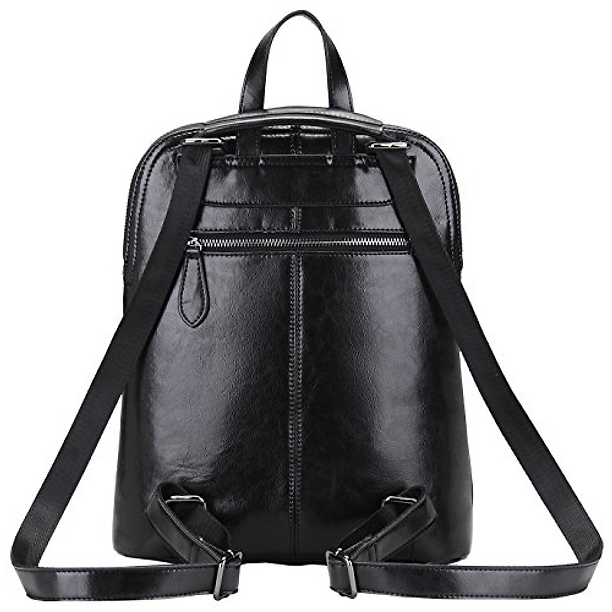 HESHE Leather Backpack Designer Purse for Women Fashion Travel College Shoulder Bag (Black-R)