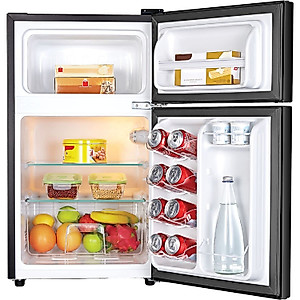 Arctic Wind 1AW2BF33A 3.3-Cu. Ft Energy Star Compact Refrigerator with Top Mount Freezer, Drink and Snack Mini Fridge for Bedroom, Dorm Room, Office in Black