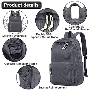 School Backpack for Teens Large Corduroy Bookbag Lightweight 17 inch Laptop Bag for Girls Boys Casual High School College