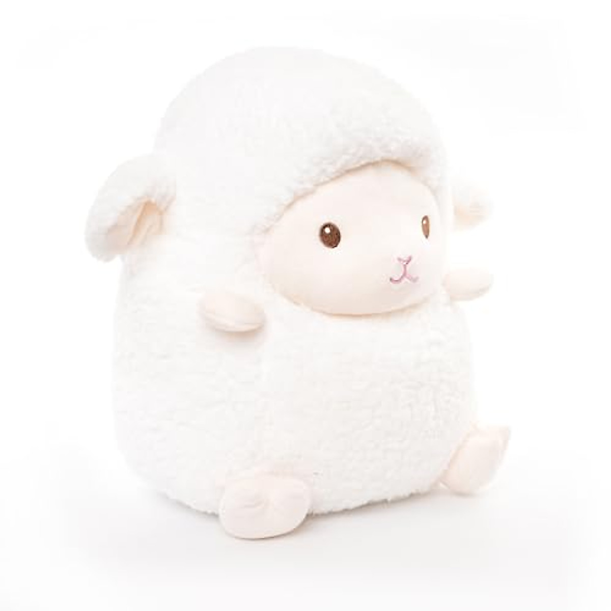 WEIGEDU 14 inches Adorable White Sheep Stuffed Animal - Soft Lamb Plush Toy Pillow with Embroidered Eyes, Fluffy Cushion for Kids, Babies, Birthday, Easter, and Bedtime Gifts