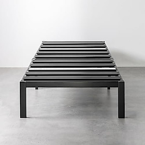 Mellow Rocky Base E 14" Platform Bed Heavy Duty Steel Black, w/ Patented Wide Steel Slats (No Box Spring Needed) - Twin