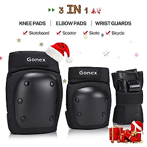 Gonex Knee Pads Elbow Pads with Wrist Guards, Kids Youth Adult Skateboard Skate Pads 3 in 1 Protective Gear Set for Skateboarding Skating Roller Skating Scooter Cycling Biking Bicycle, Black S