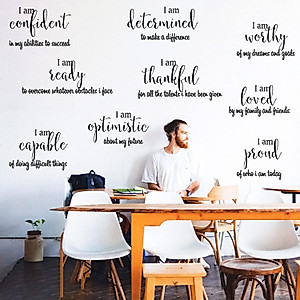 9 Pieces Inspirational Wall Decals Black Motivational Wall Sticker Vinyl Wall Quotes Stickers Wall Art Stickers Peel and Stick Wall Decals for Girl Boy Bedroom Living Room