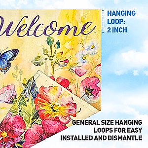 Vigor Home Butterfly Flowers Florals Garden Flag,Blackout 12x18 Inch Double Sided,Vertical Welcome Garden Flags For All Seasons, Outdoor Home Patio Yard Flag Farmhouse Decorations