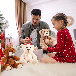 UHousDeco 13.5 Inch 3 Packs Cute Teddy Bear Stuffed Animal Plush Toys Gift for Kid, Grey Tan Brown