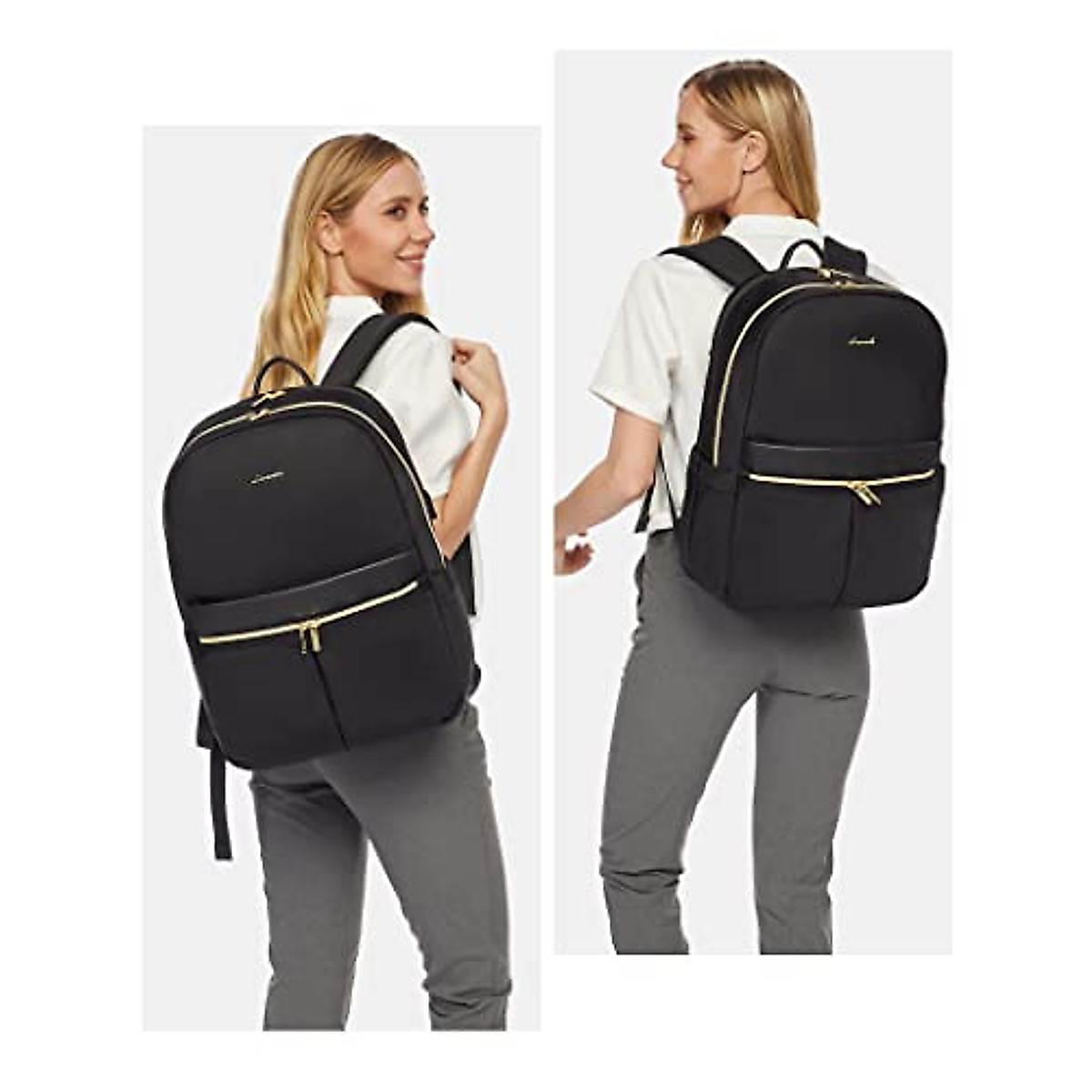 LOVEVOOK Travel Laptop Backpack Women, 17 Inch Anti-Theft Water Resistant Computer Back Pack, College Work Teacher Nurse bag with USB Charging Port, Large Capacity, Black