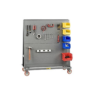 Little Giant AFPB-2448-5PY Heavy-Duty Mobile Pegboard A Frame-Lean Bulk Handling Tool Cart with 5" Polyurethane Wheels, 2000 lbs Capacity, 48" Length x 24" Width x 56" Height, Gray Finish