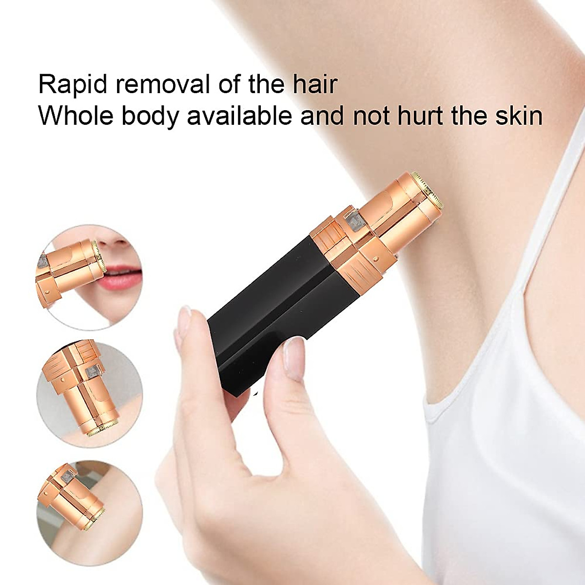 Hair Removal Machine, Compact Cute Lipstick Shape Mini Electric Hair Remover Face Body Hair Removal Machine for Women (Black)