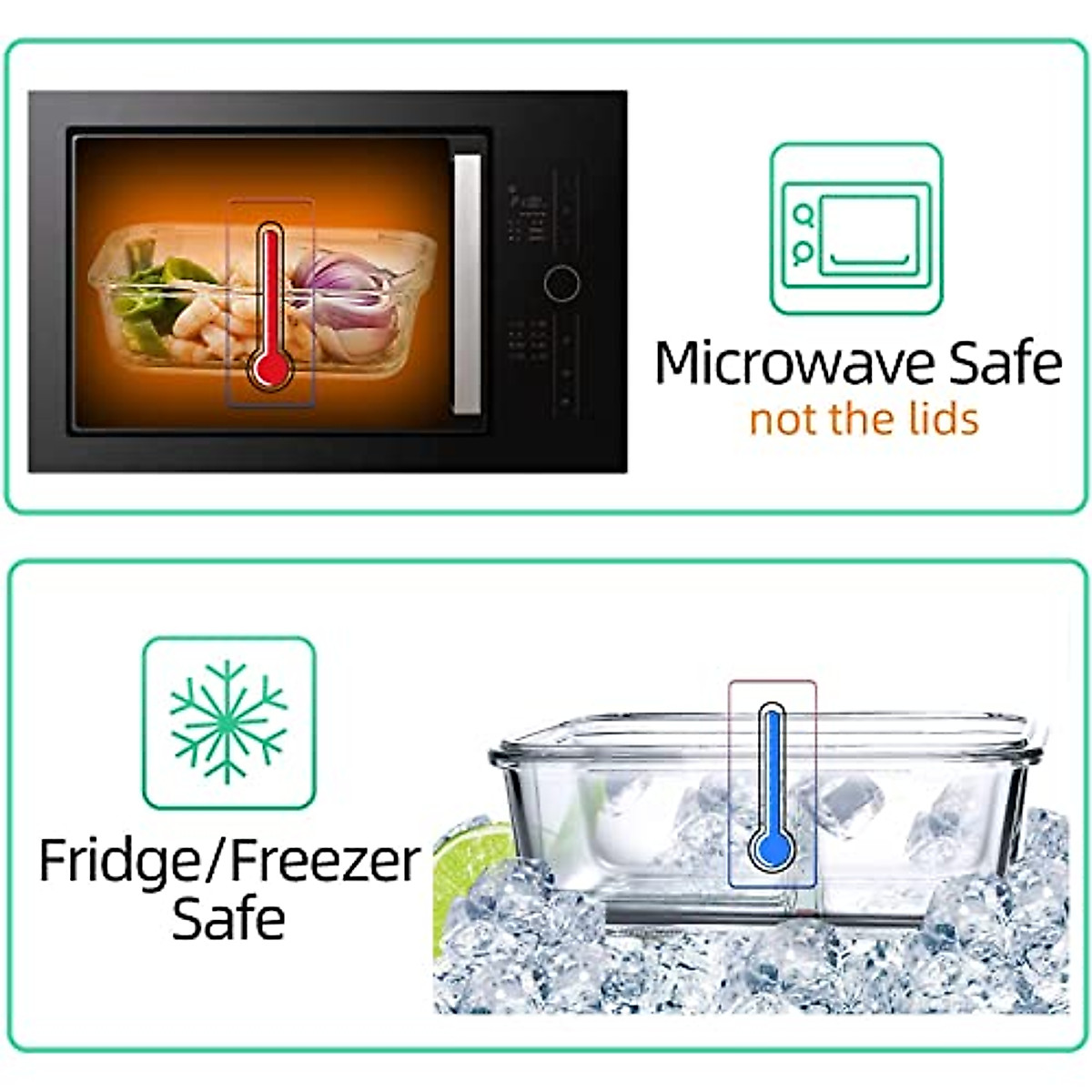 CREST 5 Pack Glass Meal Prep Containers 3 Compartment Set, 34oz Food Storage Containers with Lids Airtight