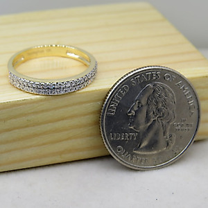 Dazzlingrock Collection 0.20 Carat (ctw) 10K Round Diamond Ladies Double Row Wedding Band 1/5 CT, Yellow Gold, Size 5