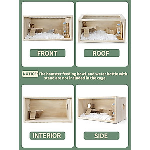 Rubor Wooden Hamster Cage Mice and Rat Habitat Small Animal Habitat for Rabbits, Guinea Pigs, Chinchillas with Openable Top and Large Acrylic Sheets