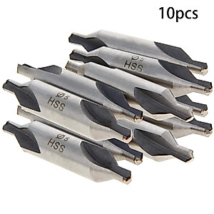 Utoolmart 10 Pcs Center Drill Countersink Lathe Bit Mill Tool, Combined Drills Plain Type A 5mm x 12mm, Combined Countersinks Drills Set Tool, HSS-6542 Countersinks