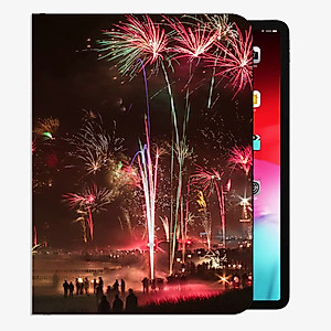 Wugao for iPad Pro 12.9 Case 2021/2020 Cover,Winter Lighthouse Snow Beach Business Folio Stand Cover with Pencil Holder