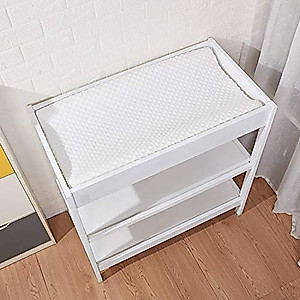 Changing Table Pad Covers AceMommy Ultra Soft Minky Dots Plush Changing Table Covers Breathable Changing Table Sheets Wipeable Diaper Changing Pad Cover for Infants Baby Boy Baby Girl White (2 Pack)