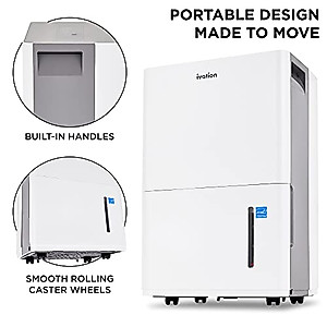 Ivation 4,500 Sq. Ft Energy Star Dehumidifier With Pump, Large Capacity Compressor De-humidifier for Big Rooms and Basements with Continuous Drain Hose Connector and Pump, Auto Shutoff and Restart