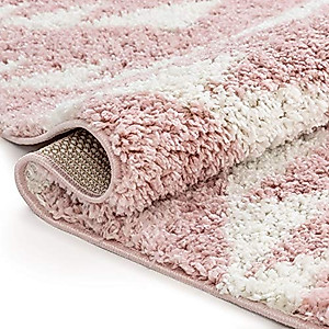 Well Woven Madison Shag Edona Pink Moroccan Tribal 5'3" x 7'3" Area Rug, 5 ft 3 in x 7 ft 3