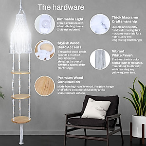 Boho Floor Lamp with Macrame Lamp Shade - Boho Hanging Lights with Plug in Cord - Boho Pendant Light for Cozy Spaces - Hanging Lamps for Living Room Plug in - Bohemian Living Room Decor Boho Lighting