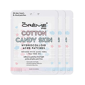 The Crème Shop Cotton Candy Skin Hydrocolloid Acne Patches, Acne Healing Dots/Stickers, Acne Treatment Patches with Salicylic Acid and Witch Hazel - 3 Sizes, 72 Patches