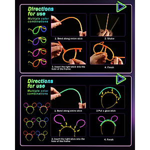 275 PCS Glow in the Dark Party Supplies for Kids Adults, Light Up Party Favors, Glow Sticks Bulk Party Pack Bracelets Finger Lights Glasses Headband LED Light Hair Wedding Birthday New Year Halloween