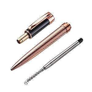 Nekigoen Ballpoint Pen Medium Point Gel Black Ink with 2 Extra Refills,Luxury Stainless Steel Fancy pens Twist to Open Retractable Pen Signature Executive Business Pen for Men Women B1 (Rose Gold)